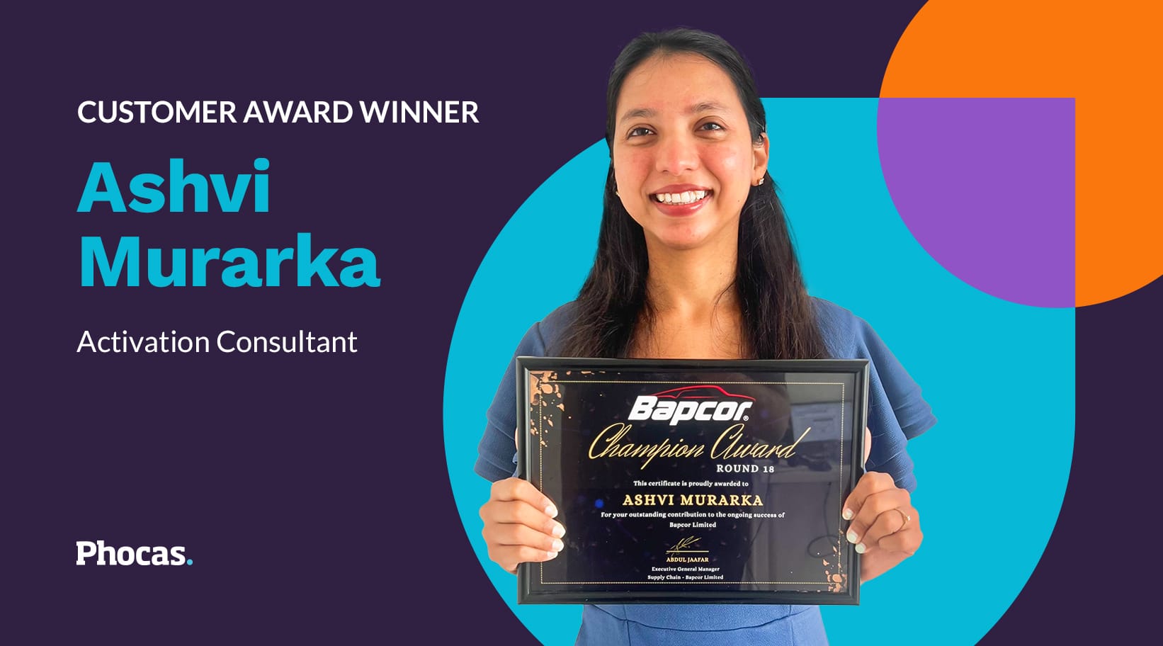 Bapco recognizes Phocas' Ashvi Murarka after excellent implementation